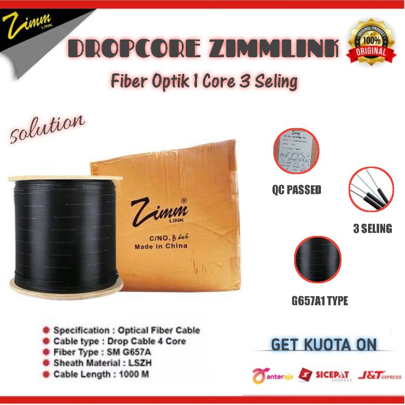 Jual Dropcore Fiber Optik Zimmlink 1 Core 3 Seling 1 KM | Shopee Indonesia