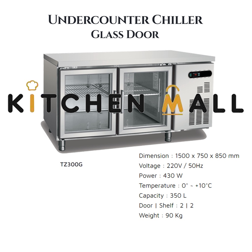 Jual TZ300G undercounter chiller pintu kaca (2 pintu 2 rak - 350L) TZ ...