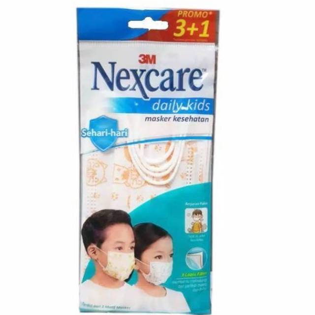 Jual 3m nexcare daily kids mask masker anak 3+1 ply earloop | Shopee ...