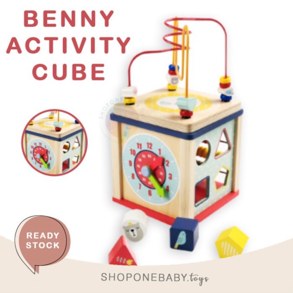 Jual Mainan Bayi Sensory Activity Cube Wooden Toys Leo Friends Alice ...