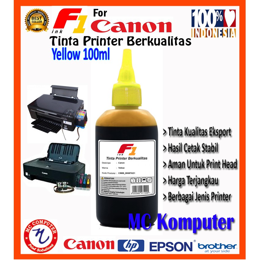 Jual Tinta Printer F1 Ink Canon Yellow @100ml | Shopee Indonesia