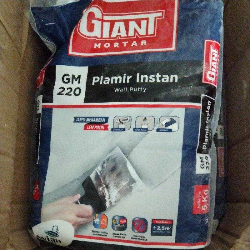 Jual Plamir instan Giant mortar 5 kg. plamir tembok instan | Shopee ...