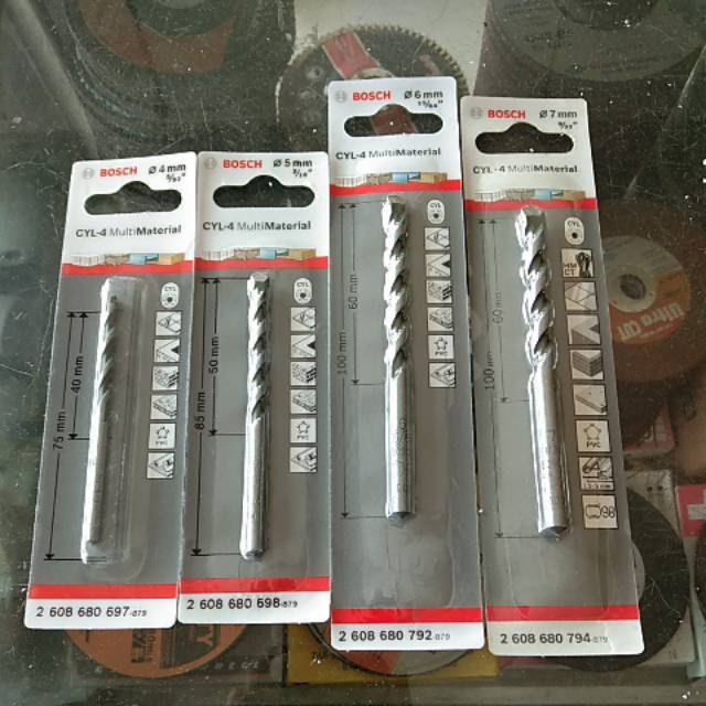 Jual Mata bor bosch cyl-4 multipurpose multimaterial besi beton kayu original 4 mm 5 mm 6 mm 7 ...