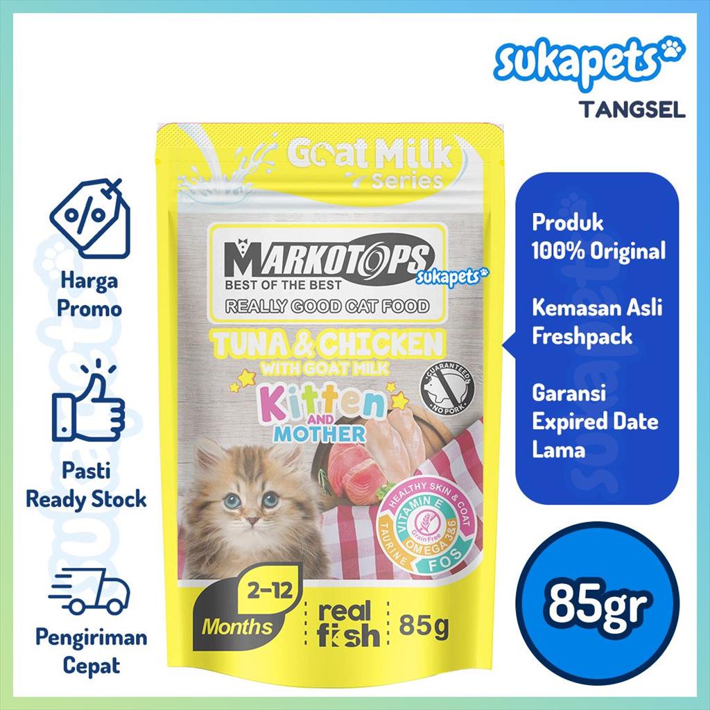 Jual Markotops Pouch Kitten Tuna & Chicken With Goat Milk 85gr | Shopee ...