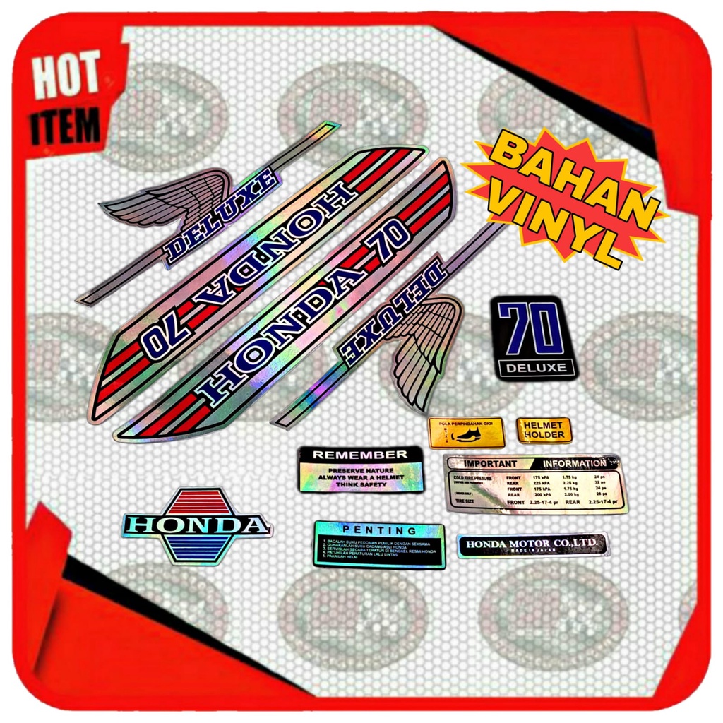 Jual Stiker Body / Strip / Striping Honda C70 ( Versi Hologram || Merah ...