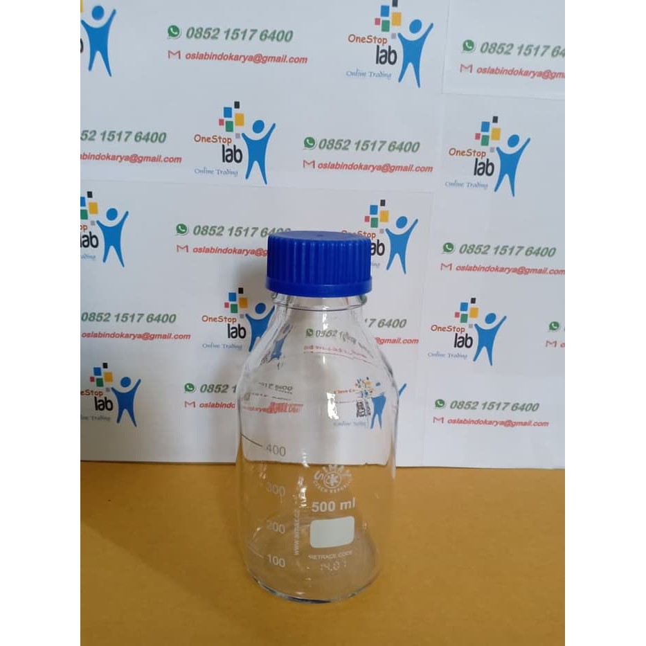 Jual Lab Botol 500 ML Laboratory Bottle clear SIMAX botol sample media ...