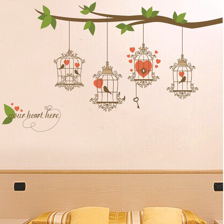 Jual RELIZA WALL STICKER SANGKAR BURUNG BIRD CAGE JM7294 STIKER DINDING ...
