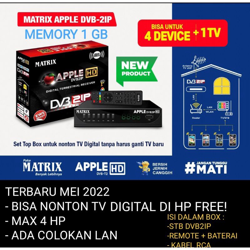 Jual TV DIGITAL DVBT2 SET TOP BOX MATRIX APPLE HD SIAP DIGITAL | Shopee Indonesia