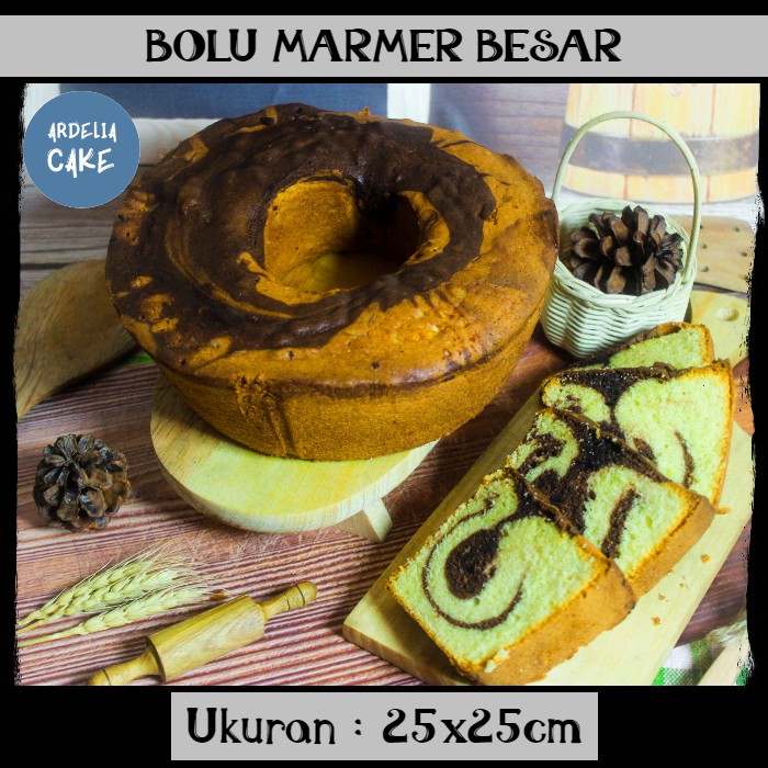 Jual Bolu Marmer Besar 25x25cm / Marmer Cake PREMIUM | Bolu Jadul ...