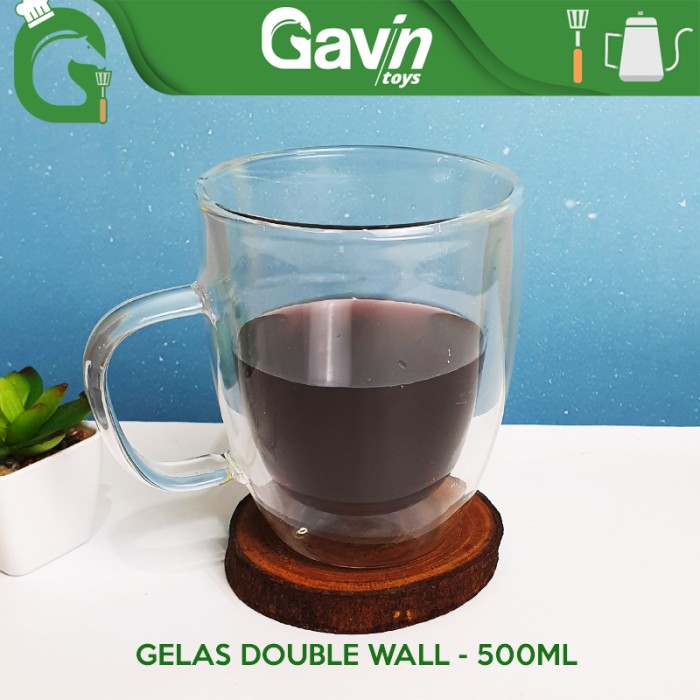 Jual Gelas Double Wall 500ml Gelas Minum Kopi Teh 500 ml Handle Kaca Beling | Shopee Indonesia