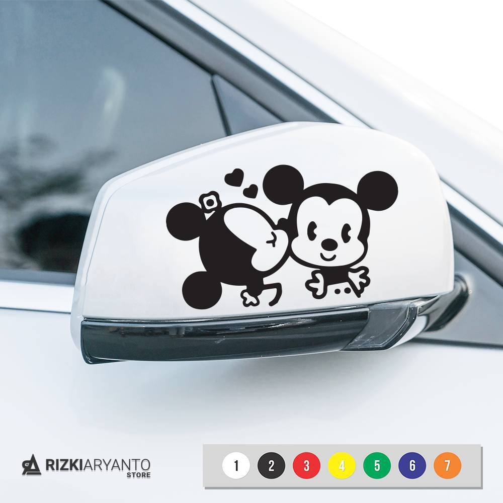 Jual Stiker Spion Mobil Mickey Mouse dan Minnie Mouse Lucu Sticker ...
