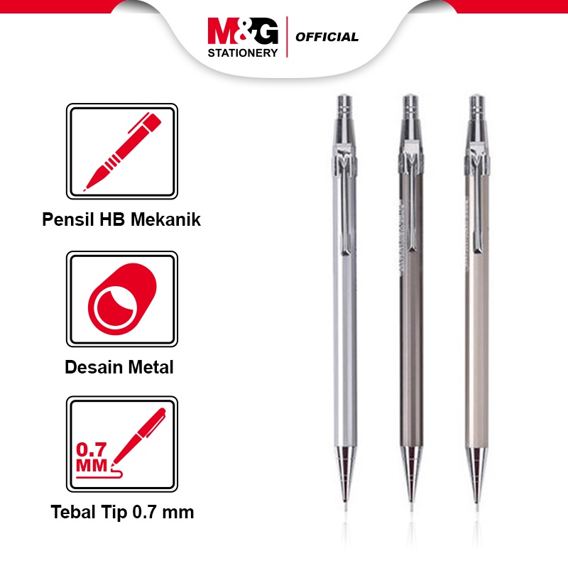 Jual M&G Pensil Mekanik Metal Premium Desain Elegan, Tahan Lama, Ideal, Nyaman untuk Menulis ...