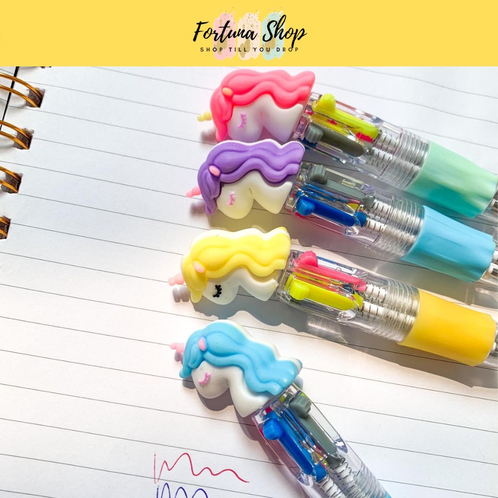 Jual Pulpen 4 Warna Unicorn Pena Pen Ballpoint Kado Unik Pena Warna ...