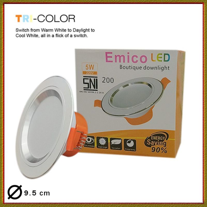 Jual EMICO LED Downlight led 3 warna 5 watt Emico SNI | Shopee Indonesia