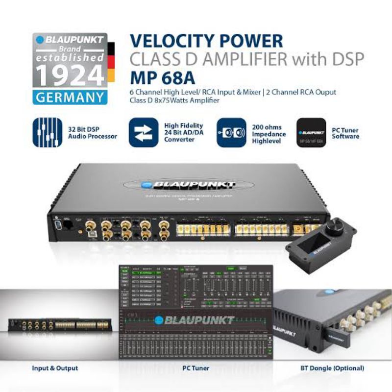 Jual Blaupunkt MP 68A Dsp 8 channel Amplifier Powerfull 8x80Watt Rms ...