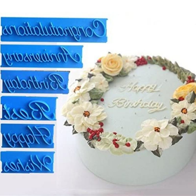 Jual Set 6pcs Cetakan Kue Fondant Stamper Dekorasi Cake Tulisan Happy ...