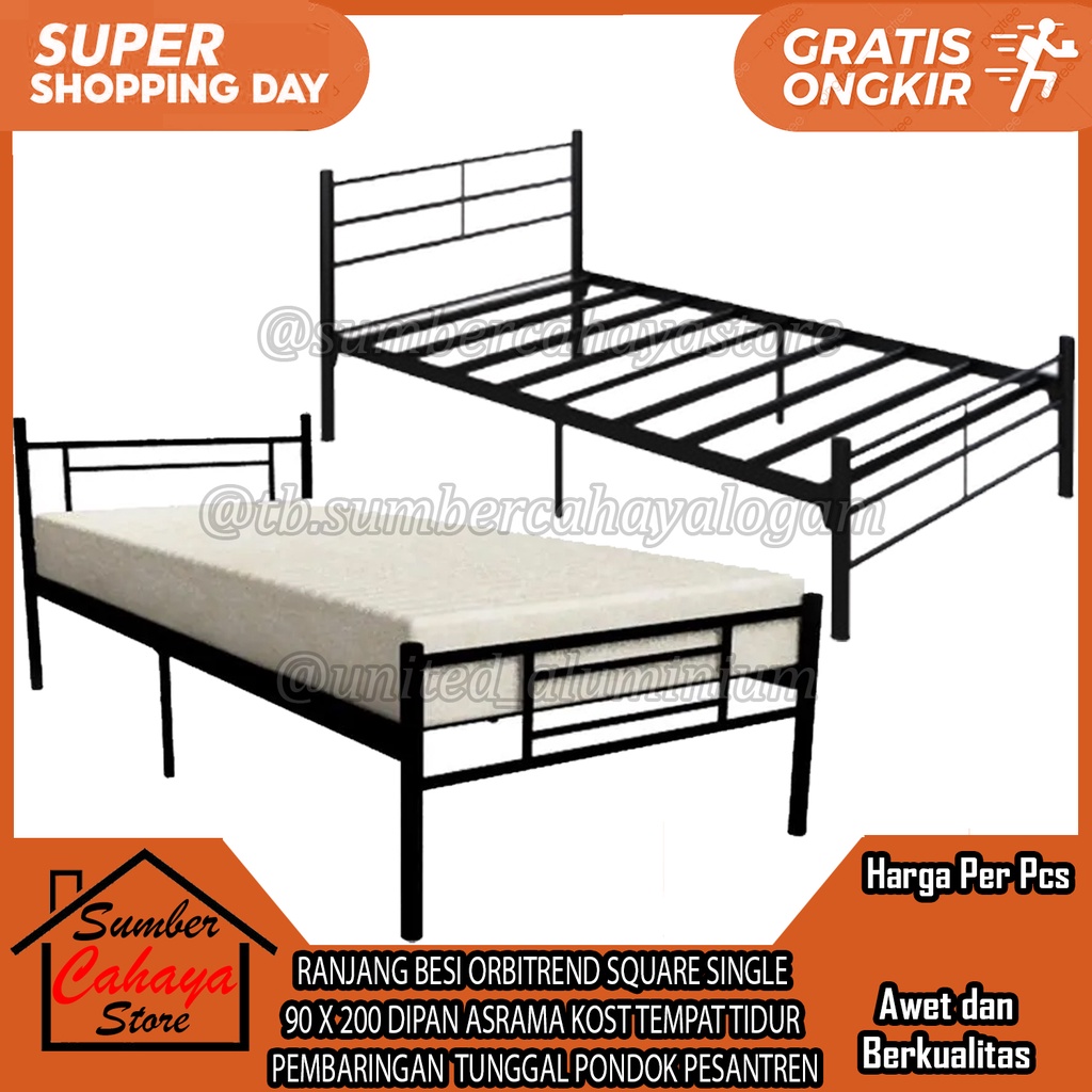 Jual RANJANG BESI ORBITREND SQUARE SINGLE 90 X 200 DIPAN ASRAMA KOST ...