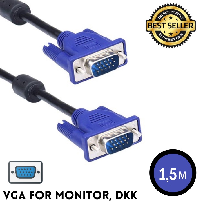 Jual Kabel VGA 1,5 Meter / kabel monitor PC 1.5m / vga cable 1,5 meter | Shopee Indonesia