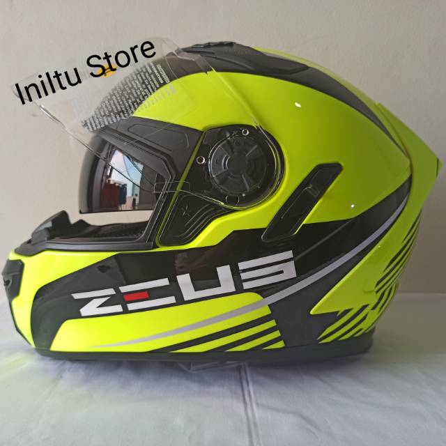 Jual Helm Zeus ZS813 ZS-813 Z813 Fluo Yellow AN9 Black Full Face Double ...