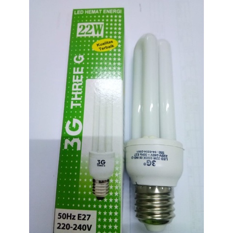 Jual LAMPU 3G Three G Lampu LED 22 Watt PLC 2U E27 Bohlam 22W | Shopee ...