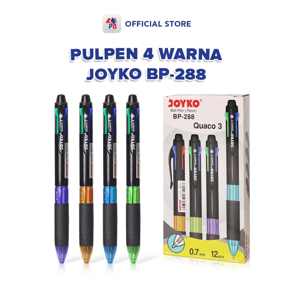 Jual Pulpen Joyko 4 Warna BP 288 Pena Warna Satuan Ukuran Mata Pena 0.7 ...