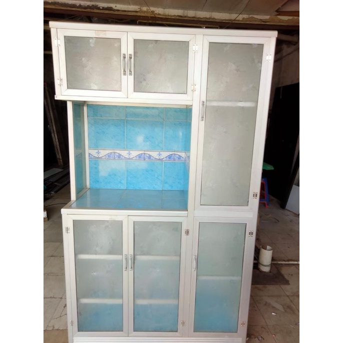 Jual Lemari Rak Piring Aluminium Sudut 6 Pintu Premium Silver ...