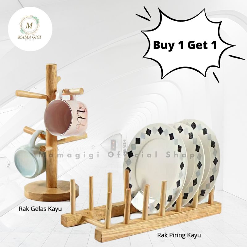 Jual Set Rak Dapur Kayu Serbaguna Kitchen Set Minimalis Mug Holder Kayu ...
