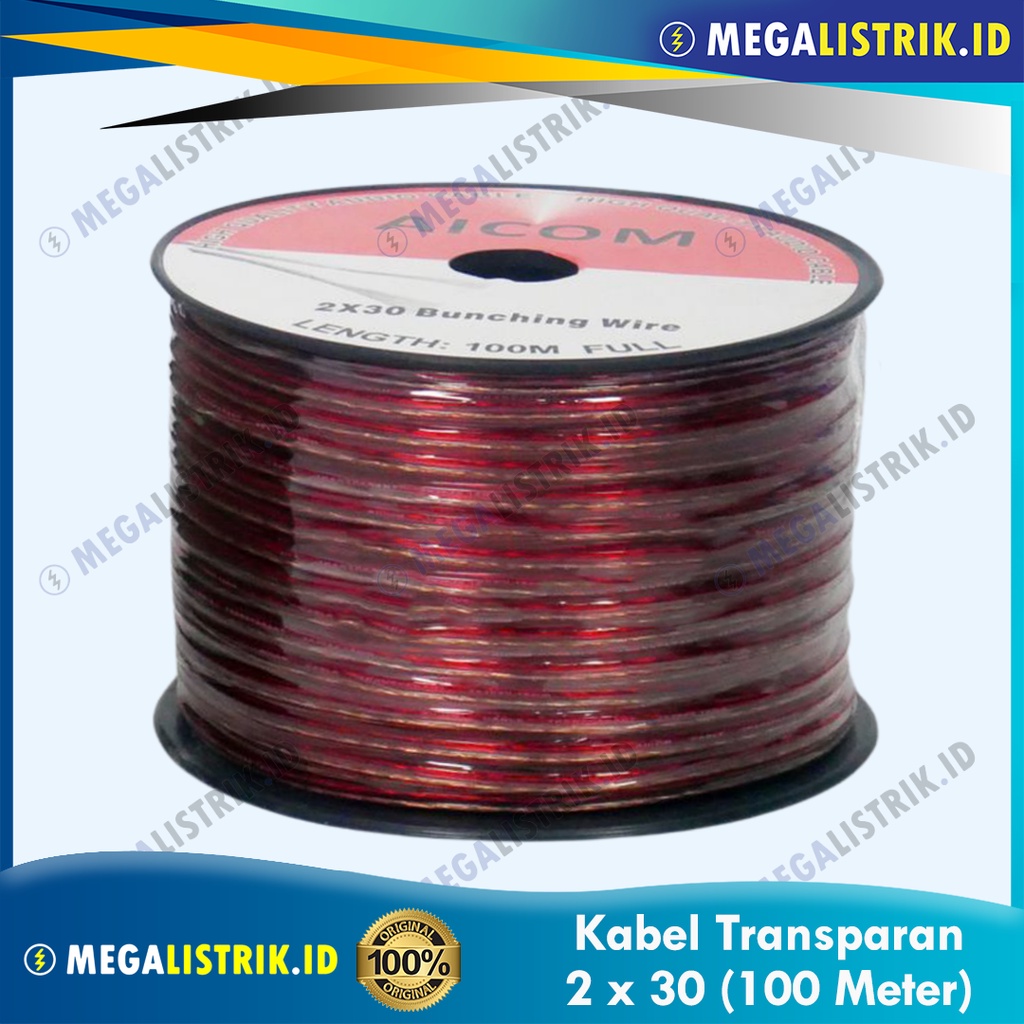 Jual AICOM KABEL LISTRIK SERABUT 2X30 ( 100 M ) / AUDIO CABLE 2 X 30 X ...