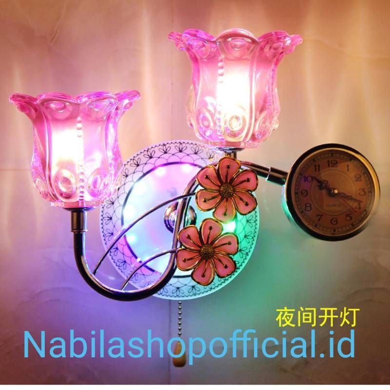 Jual LAMPU DINDING BAHAN KACA MODEL BUNGA LAMPU JAM LAMPU KAMAR KORIDOR ...