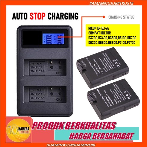 Jual KingMa Paket Complete Battery Baterai Batere Charger Set EN-EL14 Nikon D3200 D3100 D5300 ...