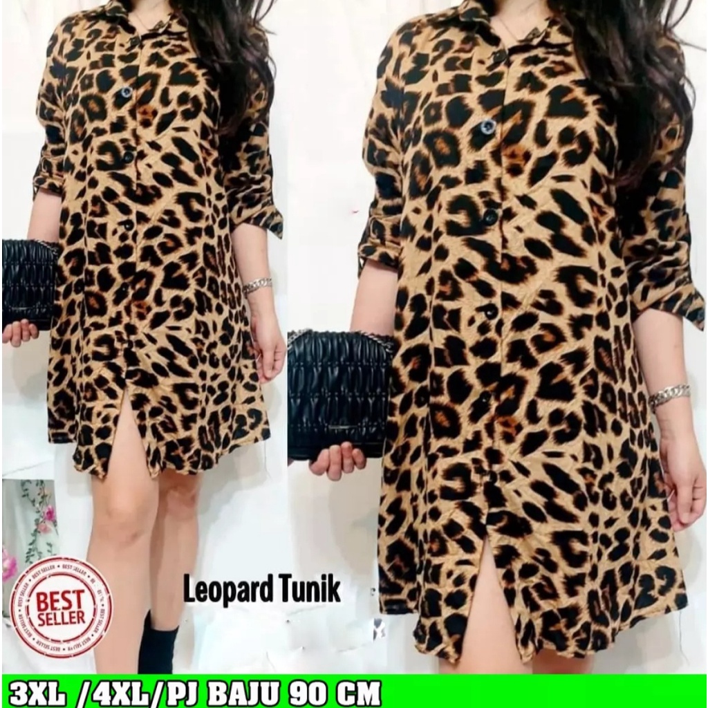 Jual Kekinian 2021 Long Tunik Motif Leopard Jumbo Big Size Over Size ...