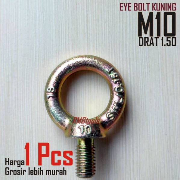 Jual BAUT EYE BOLT M10 KUNING PITCH 1.50 BAUT 14 / BAUT MATA GANTUNG ...