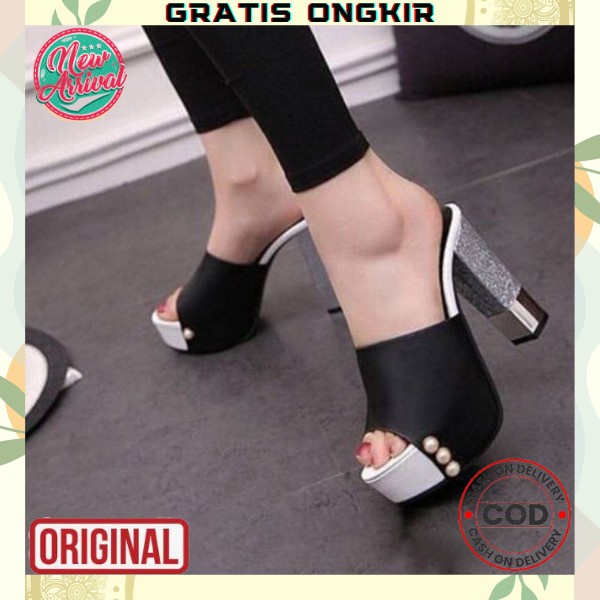 Jual Sandal Haihils Kaca Hak Kaca Wanita High Heals Kekinian Hils ...
