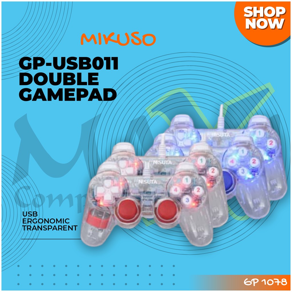 Jual Mikuso GP-USB011 Dual Shock Double Controller Transparent Joystick ...