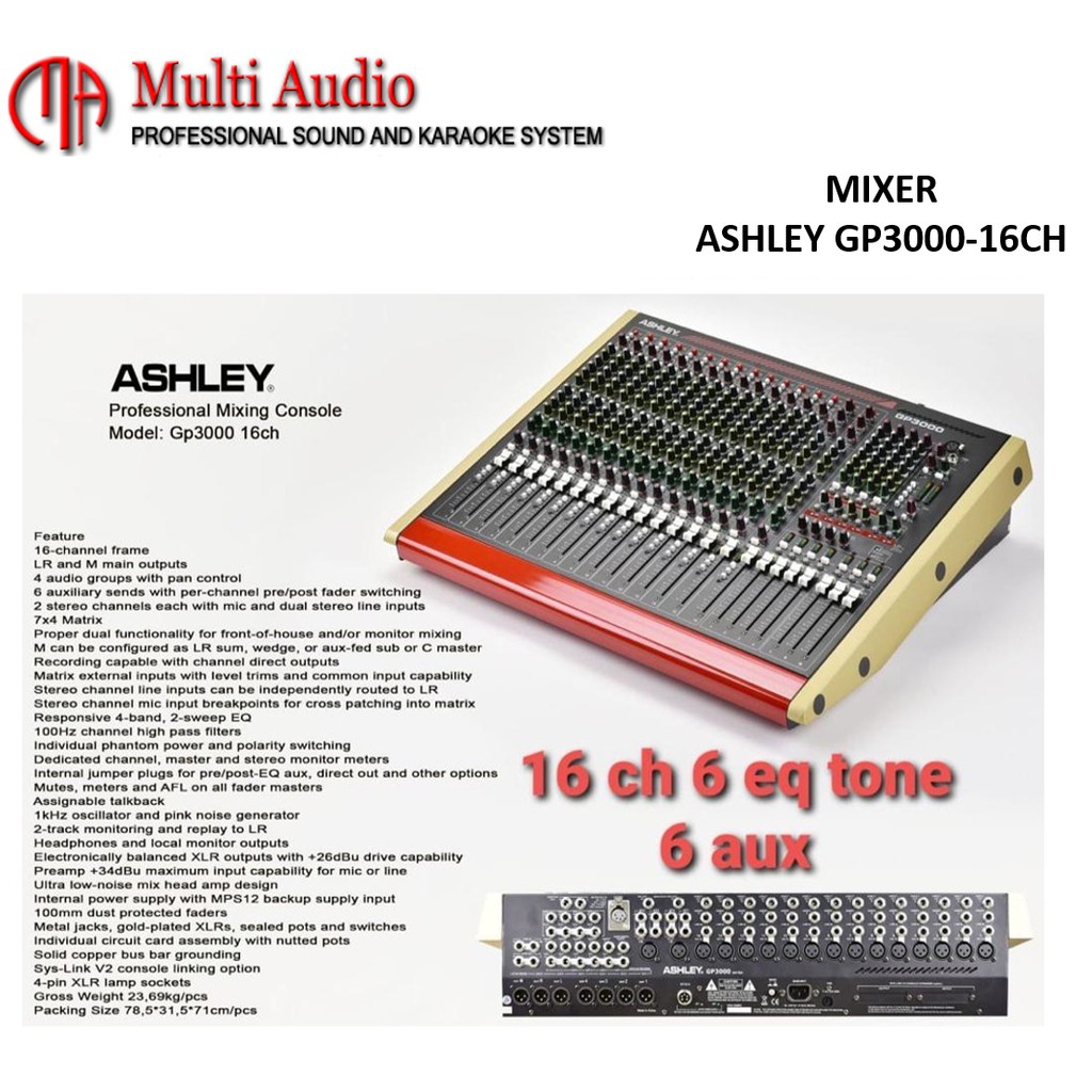 Jual Professional Mixing Console Ashley GP3000 16 Chanel | Shopee Indonesia