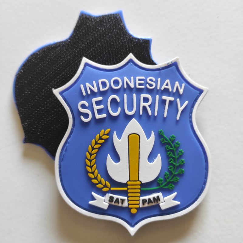 Jual PATCH RUBBER LOGO SECURITY SATPAM INDONESIA DASAR BIRU/TEMPELAN ...