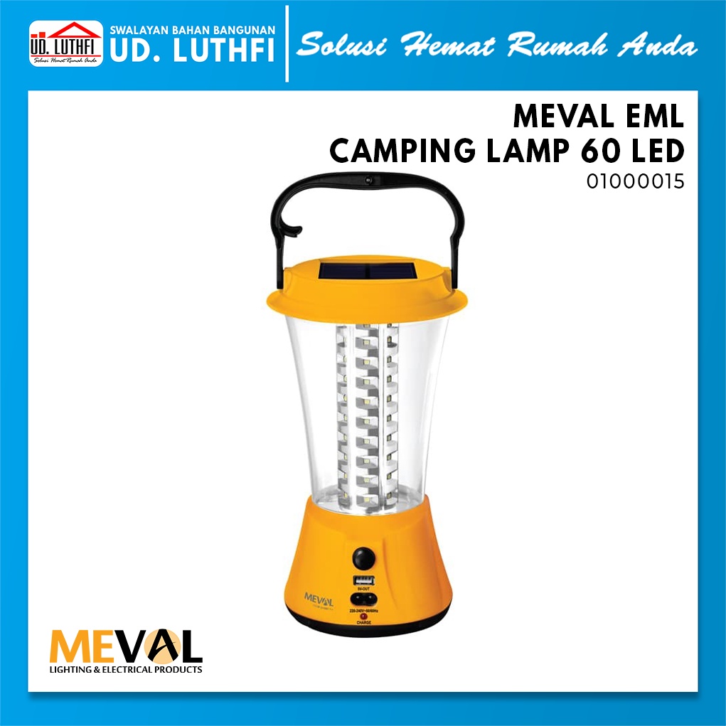 Jual Camping Lamp / Lampu Kemah Emergency Meval 60 LED + Solar Panel ...