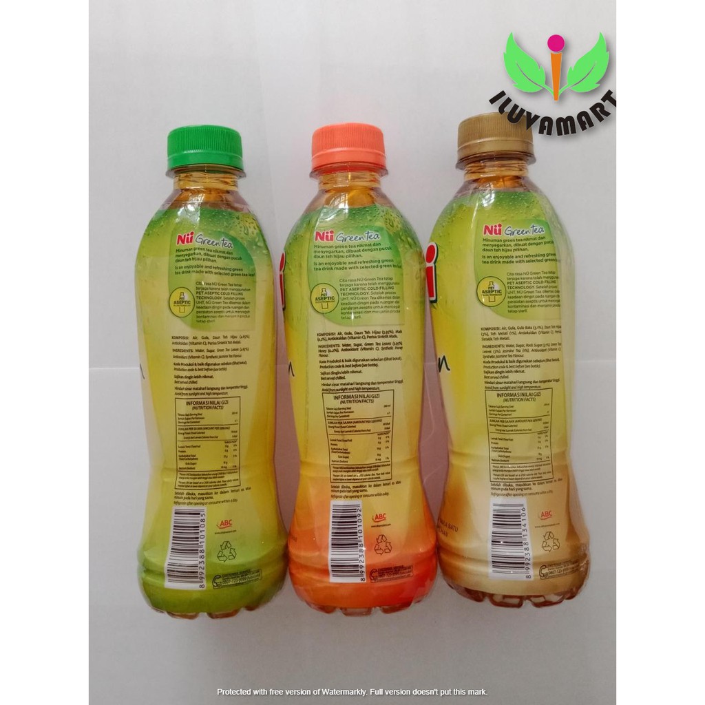 Jual Nu Green Tea 330ml GreenTea Aneka Varian Minuman Teh Kemasan Botol ...