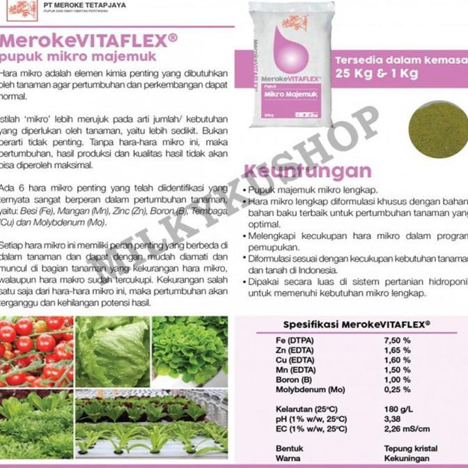 Jual Pupuk Meroke Vitaflex 500Gram Kemasan Pabrik Hidroponik | Shopee ...