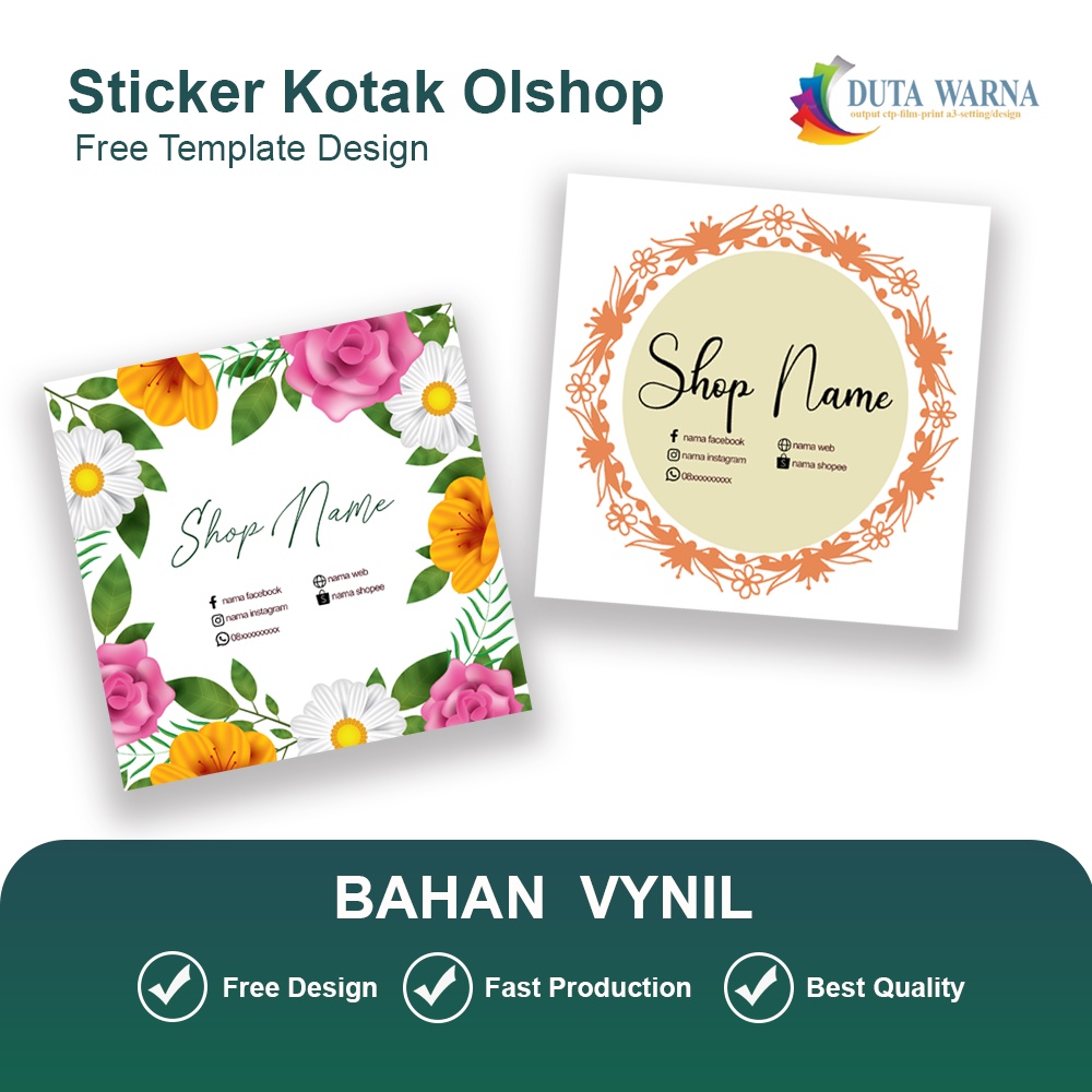Jual CETAK STIKER LABEL KOTAK OLSHOP / LABEL KEMASAN MAKANAN ANTI AIR ...