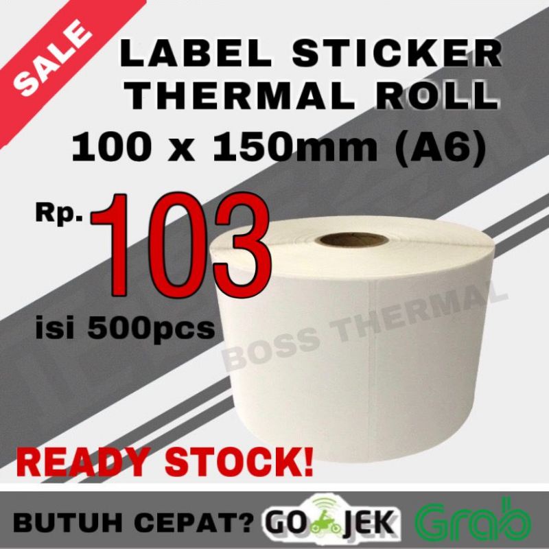 Jual KERTAS LABEL THERMAL 100x150 sticker BARCODE ukuran A6 100 x 150 | Shopee Indonesia