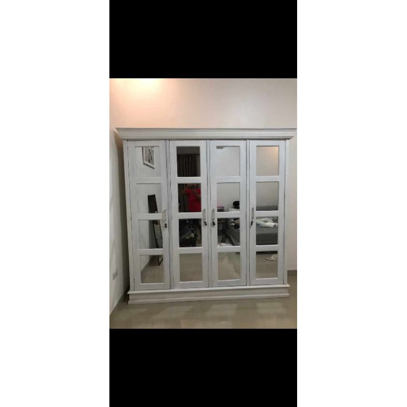 Jual lemari minimalis cat putih duco - lemari 4pintu - lemari kaca ...
