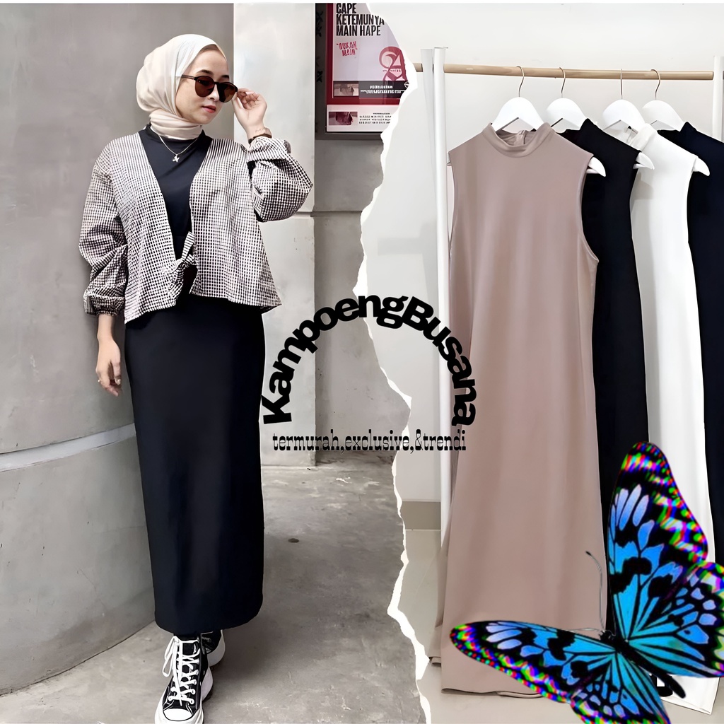 Jual Inner Gamis Basic Tanpa Lengan Kutung Polos Muslimah | Shopee ...