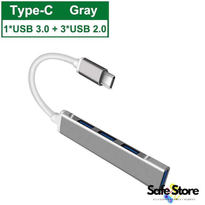 Jual SAFE USB HUB Type C Adapter High Speed 3.0 4 Port Aluminium ...