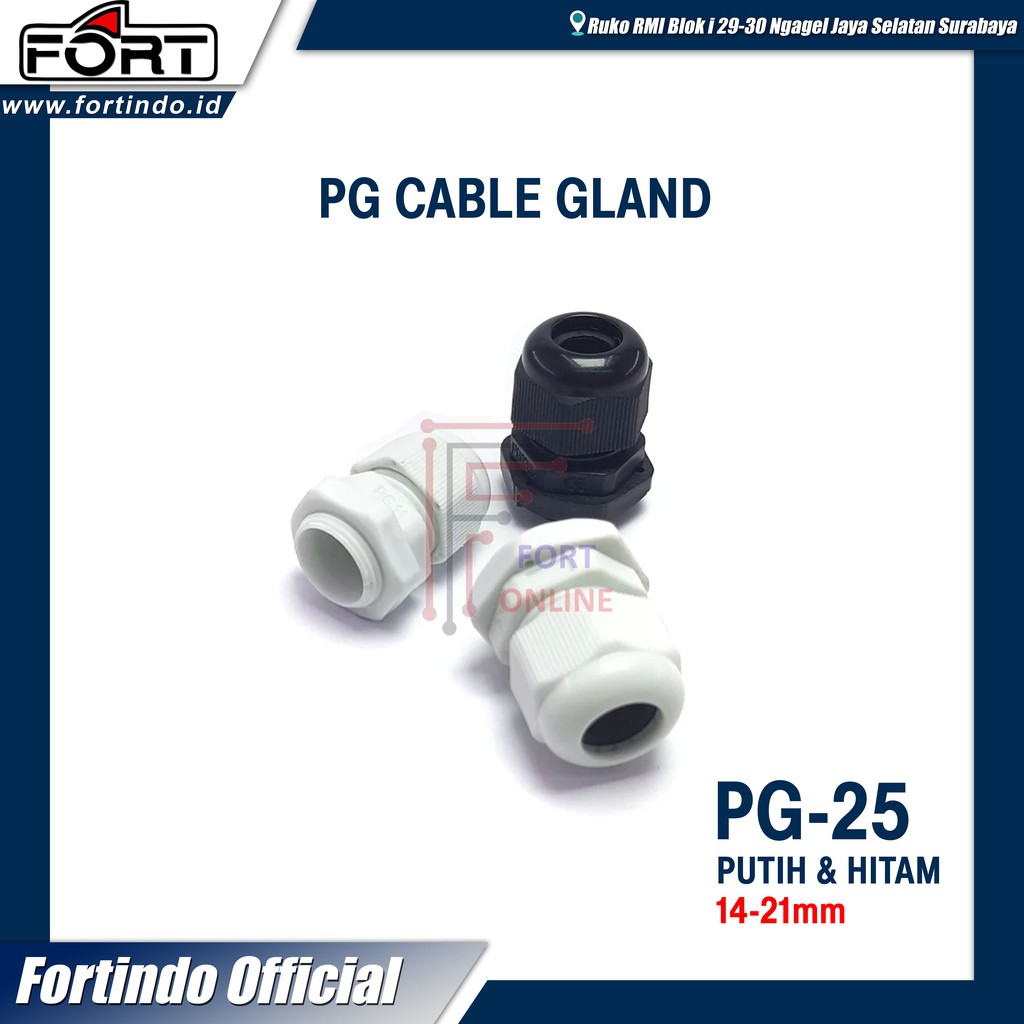 Jual Cable Gland PG-25 Kabel Glend PG Hitam Putih MERK FORT | Shopee ...