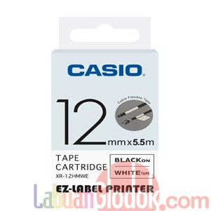 Jual Casio Label XR-12HMWE 12mm Flexible Black On White Cable Flexible ...