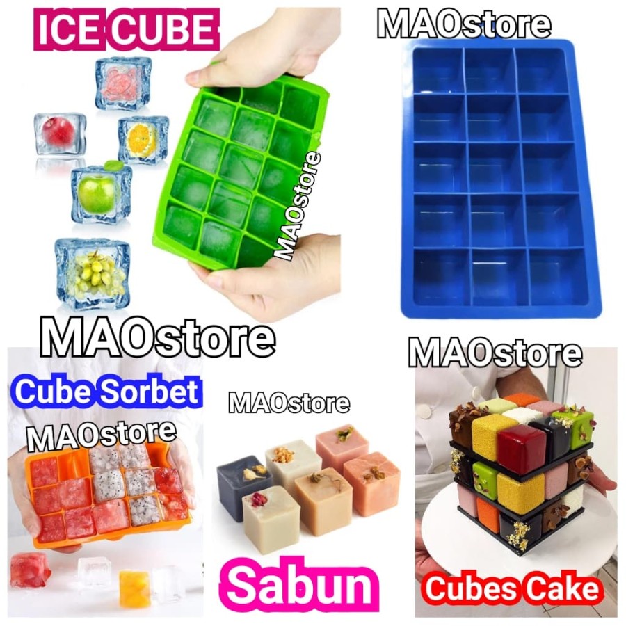 Jual MAOSTORE 15 CETAKAN DADU CUBES MOLD KUBUS CHEESECAKE ENTREMET ...