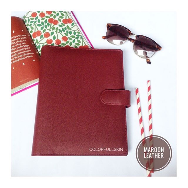 Jual Maroon leather binder buku polos | Shopee Indonesia
