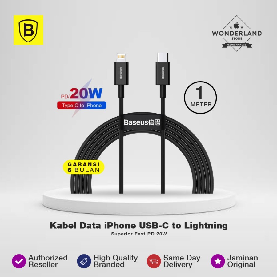 Jual Baseus Kabel Data iPhone USB-C to Lightning Superior Series Fast ...