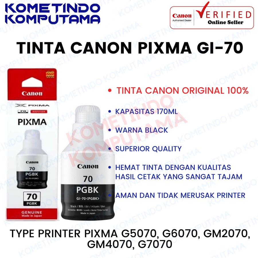 Jual Box GI-70 BLACK 170ml Tinta Botol Canon Pixma Original GI70 HITAM ...